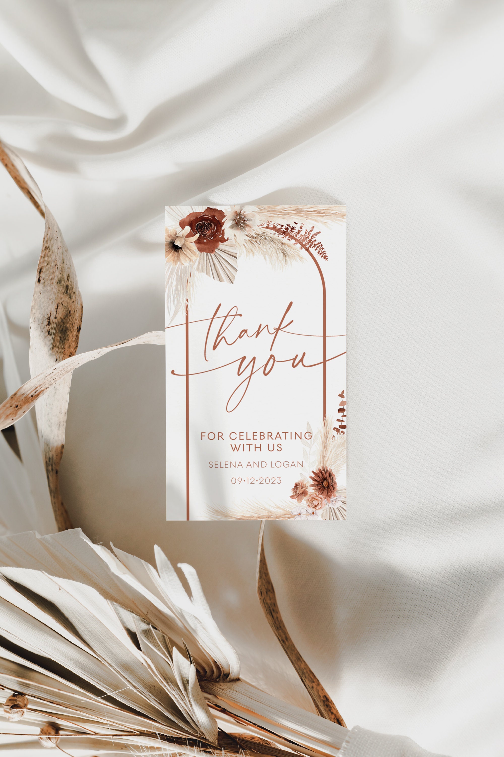 Thank You Tag Template Gift Tag Template Pampas Grass Tag | Etsy