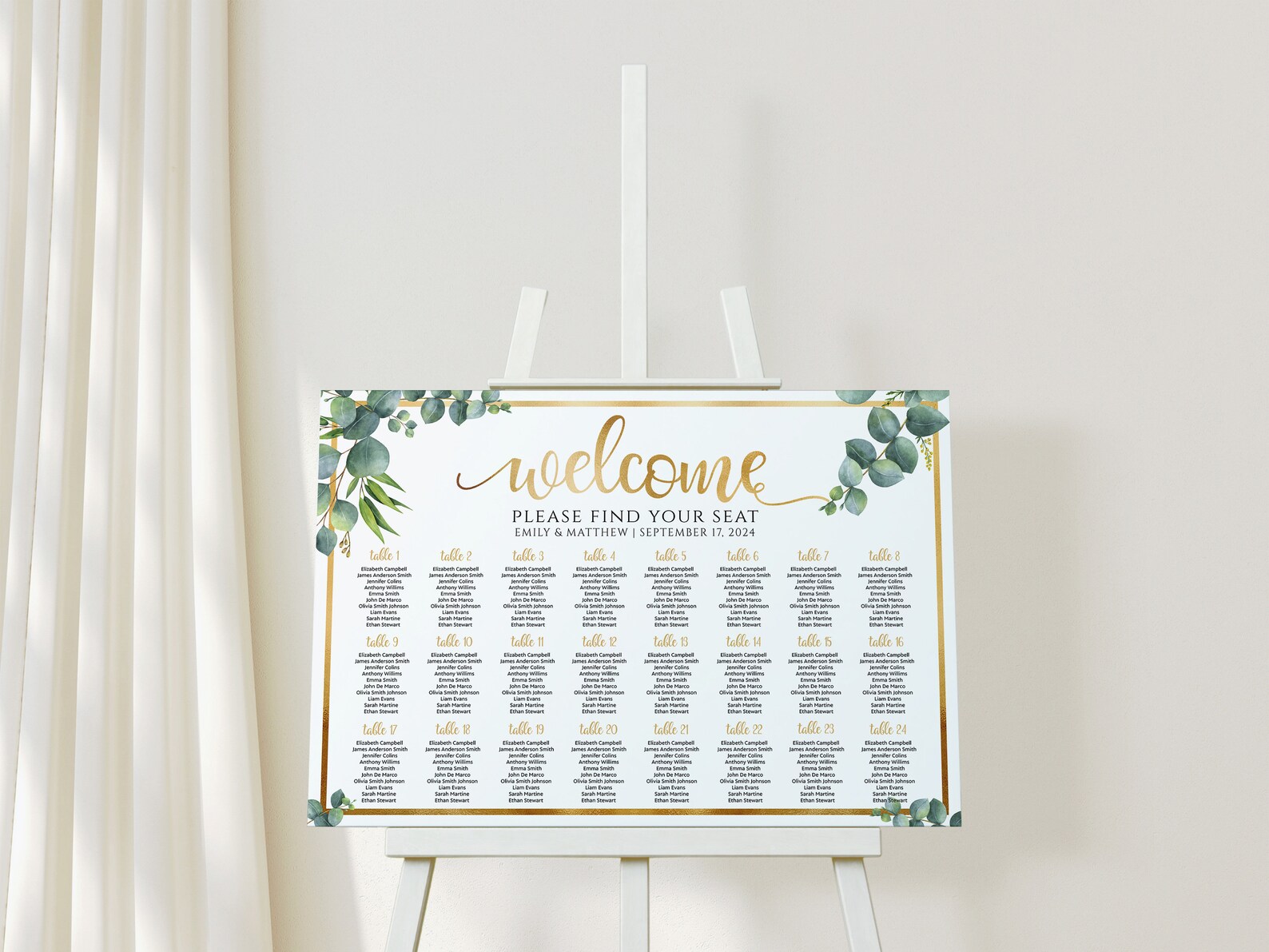 Wedding Seating Chart Eucalyptus Seating Chart Eucalyptus - Etsy