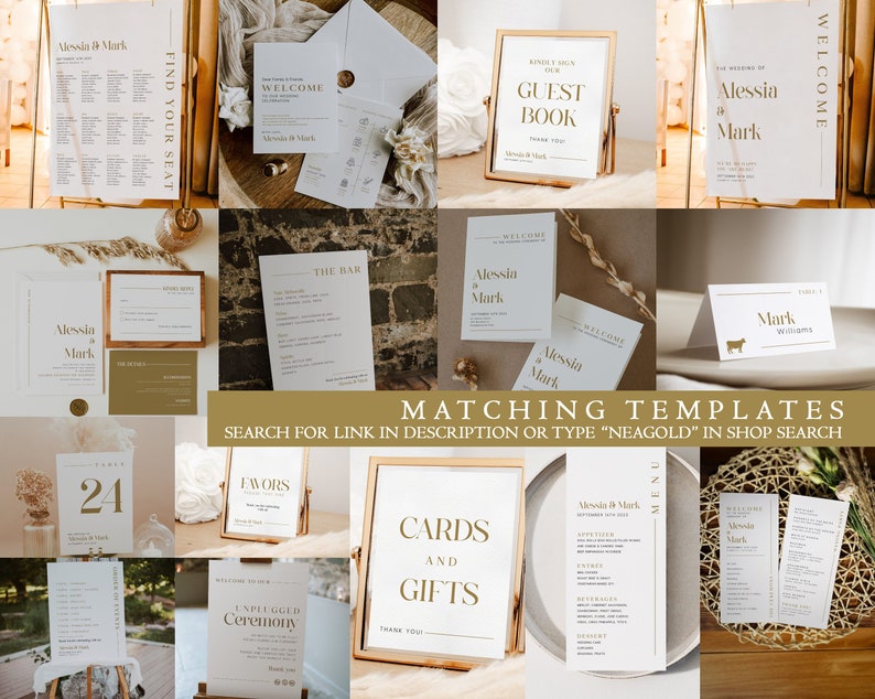 Wedding Program Bifold Wedding Program Template Gold Program - Etsy