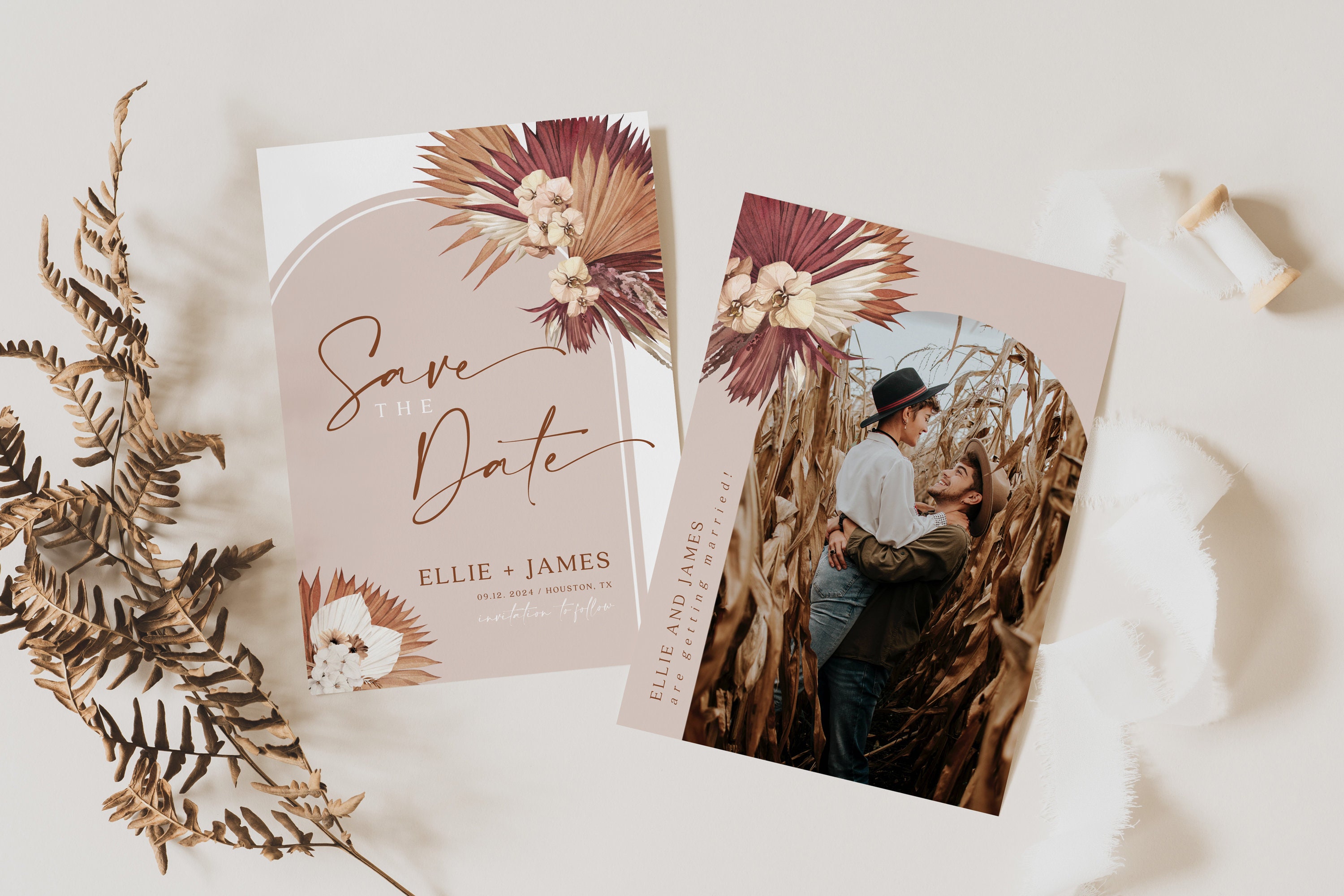 Boho Chic Save the Date Save the Date Template Boho Save the - Etsy