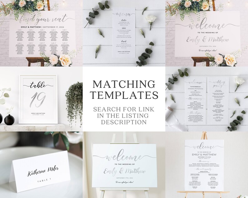 Wedding Welcome Sign Silver Welcome Sign Template Silver - Etsy