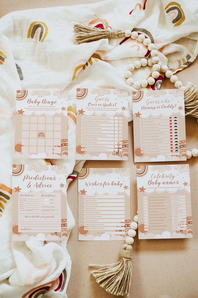 Rainbow Baby Shower Games 15 Baby Shower Games Bundle - Etsy