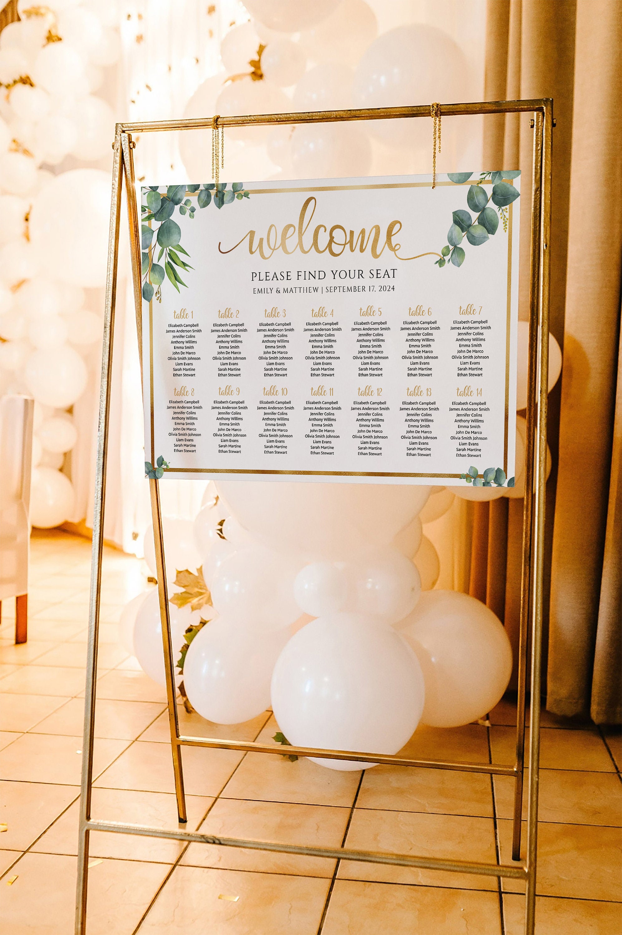 Wedding Seating Chart Eucalyptus Seating Chart Eucalyptus - Etsy