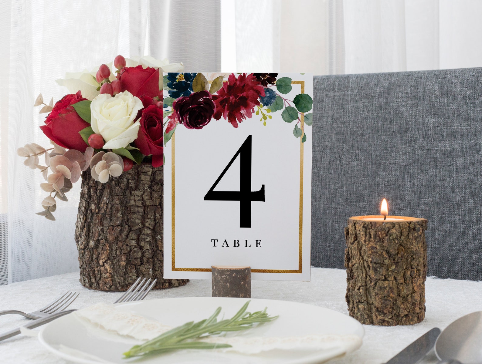Wedding Table Numbers Bohemian Table Numbers With Burgundy - Etsy