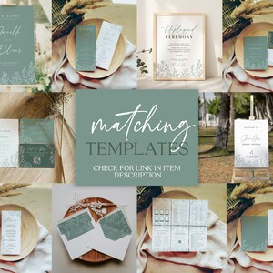 Table Numbers Sage Green Floral, Wedding Table Number Template ...