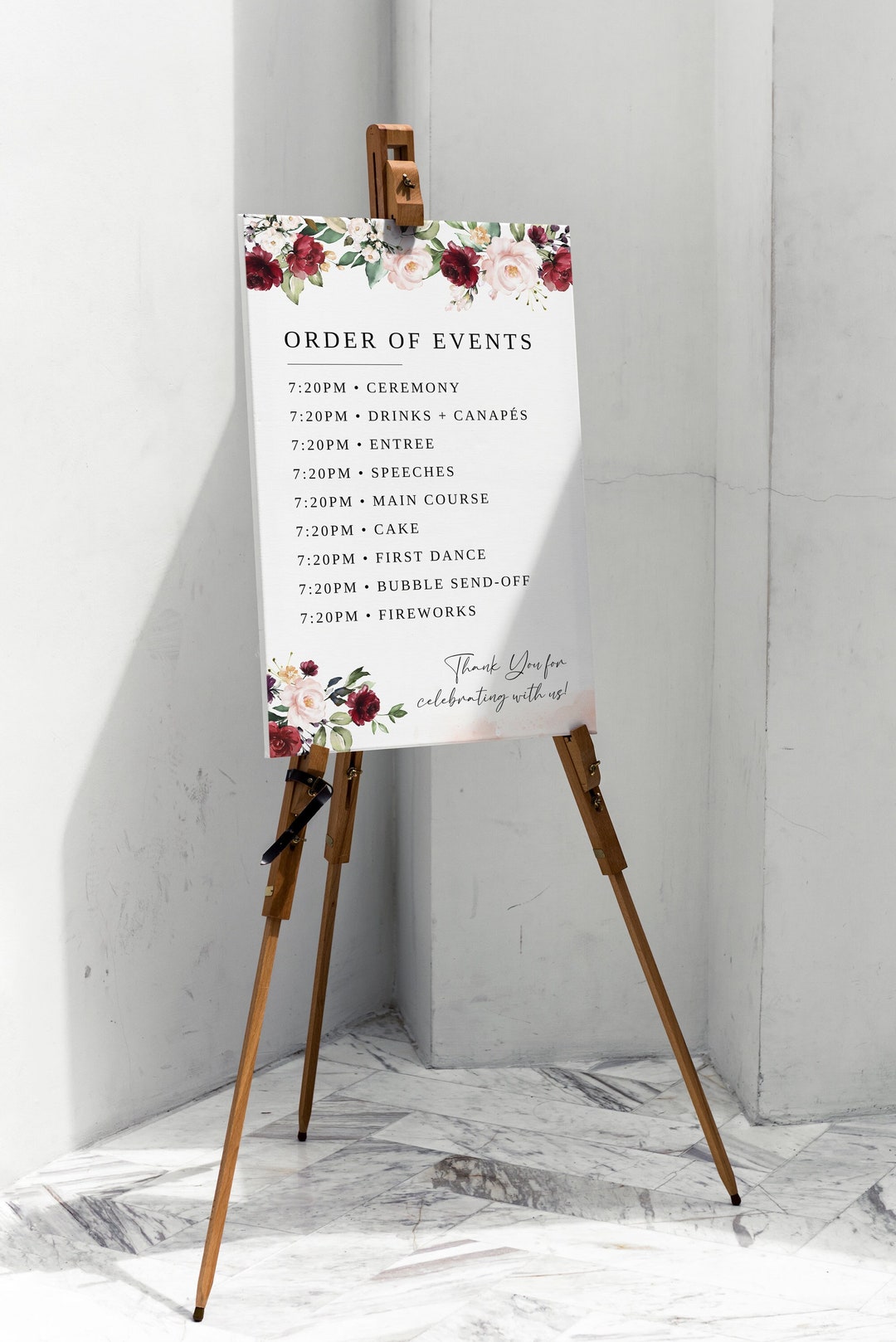 Order of Events Sign, Wedding Order of Events, Order of Events Timeline ...