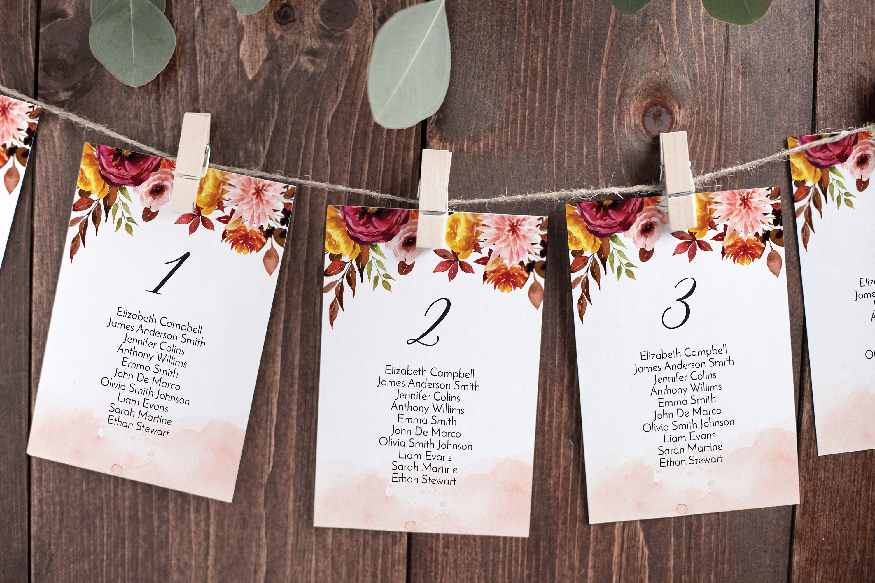 Seating Cards Wedding Fall Wedding Seating Chart Seating - Etsy
