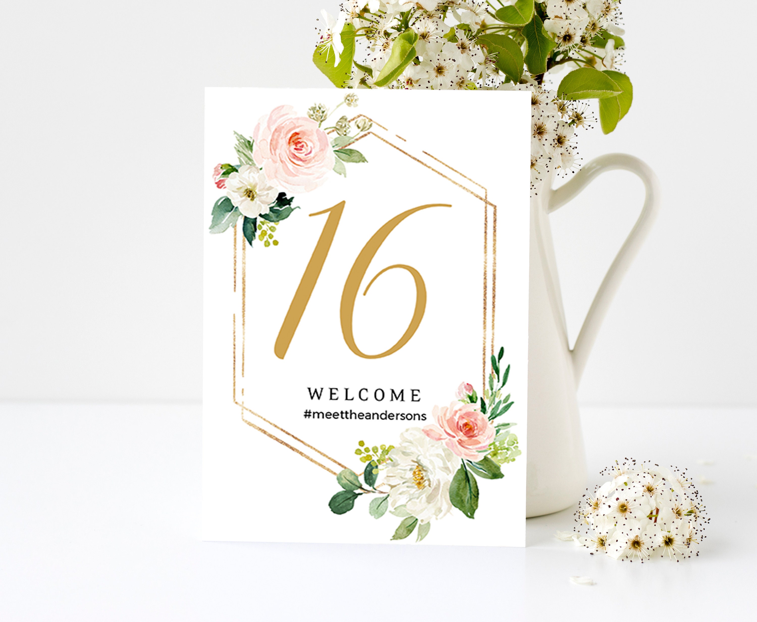 Table numbers floral Gold table numbers Table numbers | Etsy