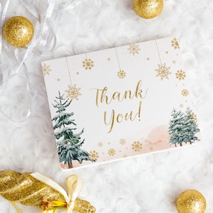 Winter Thank You Cards, Christmas Thank You Cards, Baby Shower Thank ...
