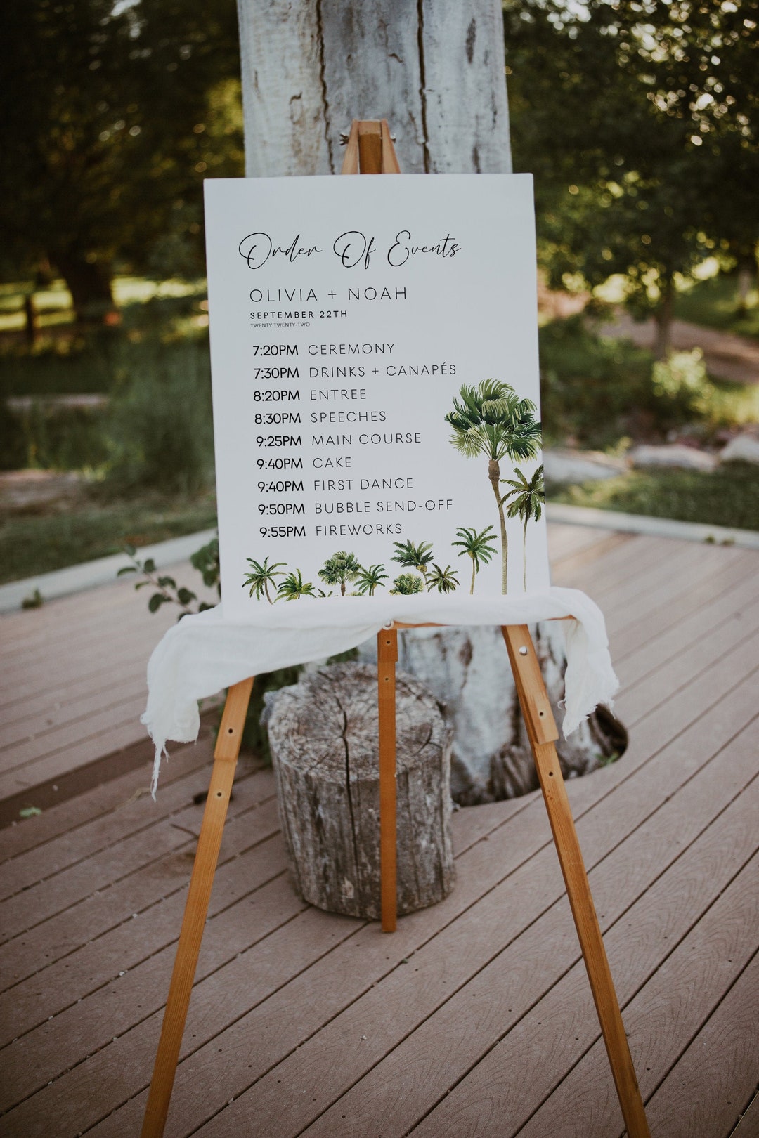 Tropical Order of Events, Tropical Wedding Sign, Boho Wedding Sign ...