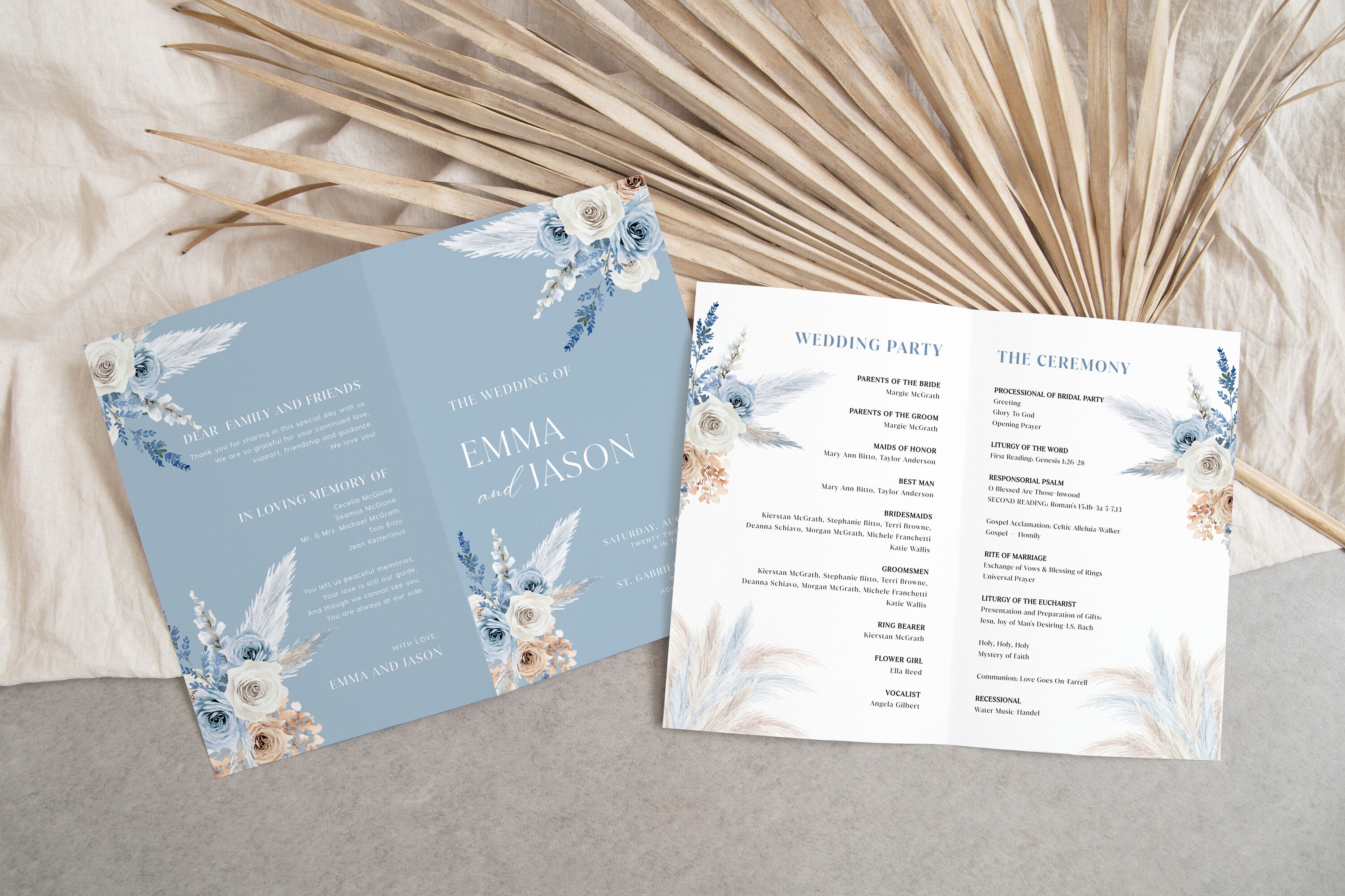 Booklet Template Wedding Program Booklet Dusty Blue Wedding - Etsy