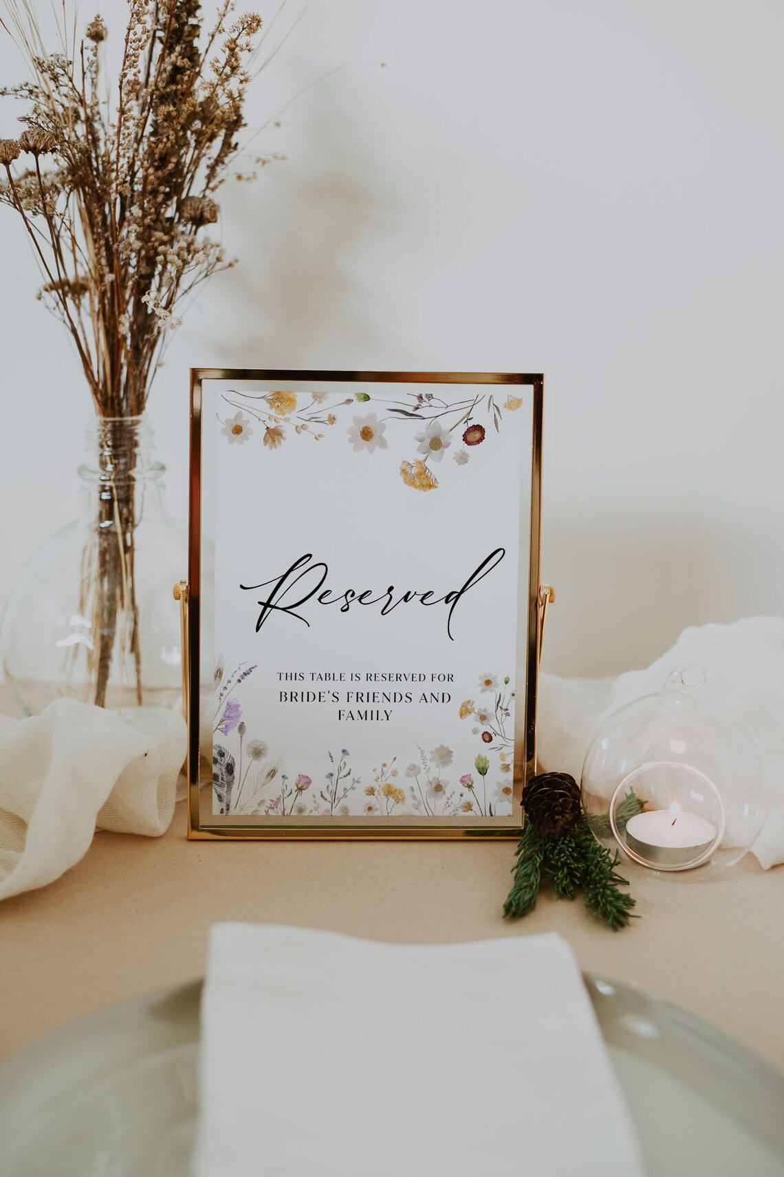 Reserved Sign Wedding Reserved Sign Template Wildflower - Etsy