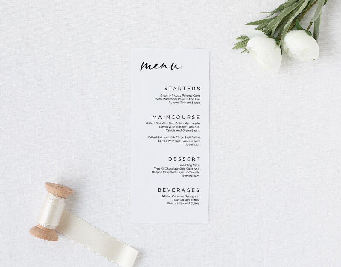 Boho Menu Template Wedding Dinner Menu Template Menu - Etsy