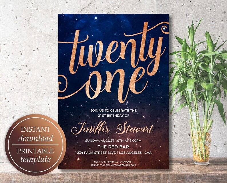 21st Birthday Invitation Twenty First Birthday Invitation | Etsy