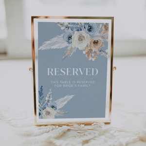 Reserved Sign Template, Editable Reserved Sign, Dusty Blue Wedding Sign ...