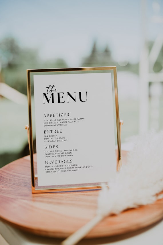 Menu Table Sign Wedding Menu Template Editable Menu - Etsy