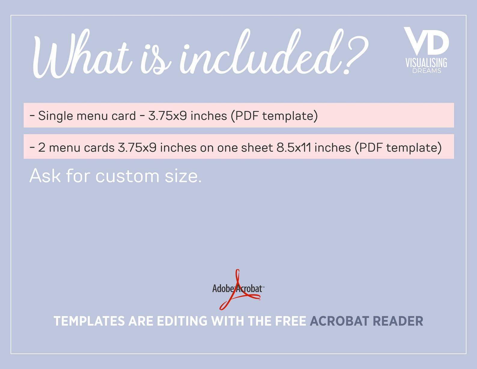 Elegant Menu Template With Modern Script and White Flowers and - Etsy