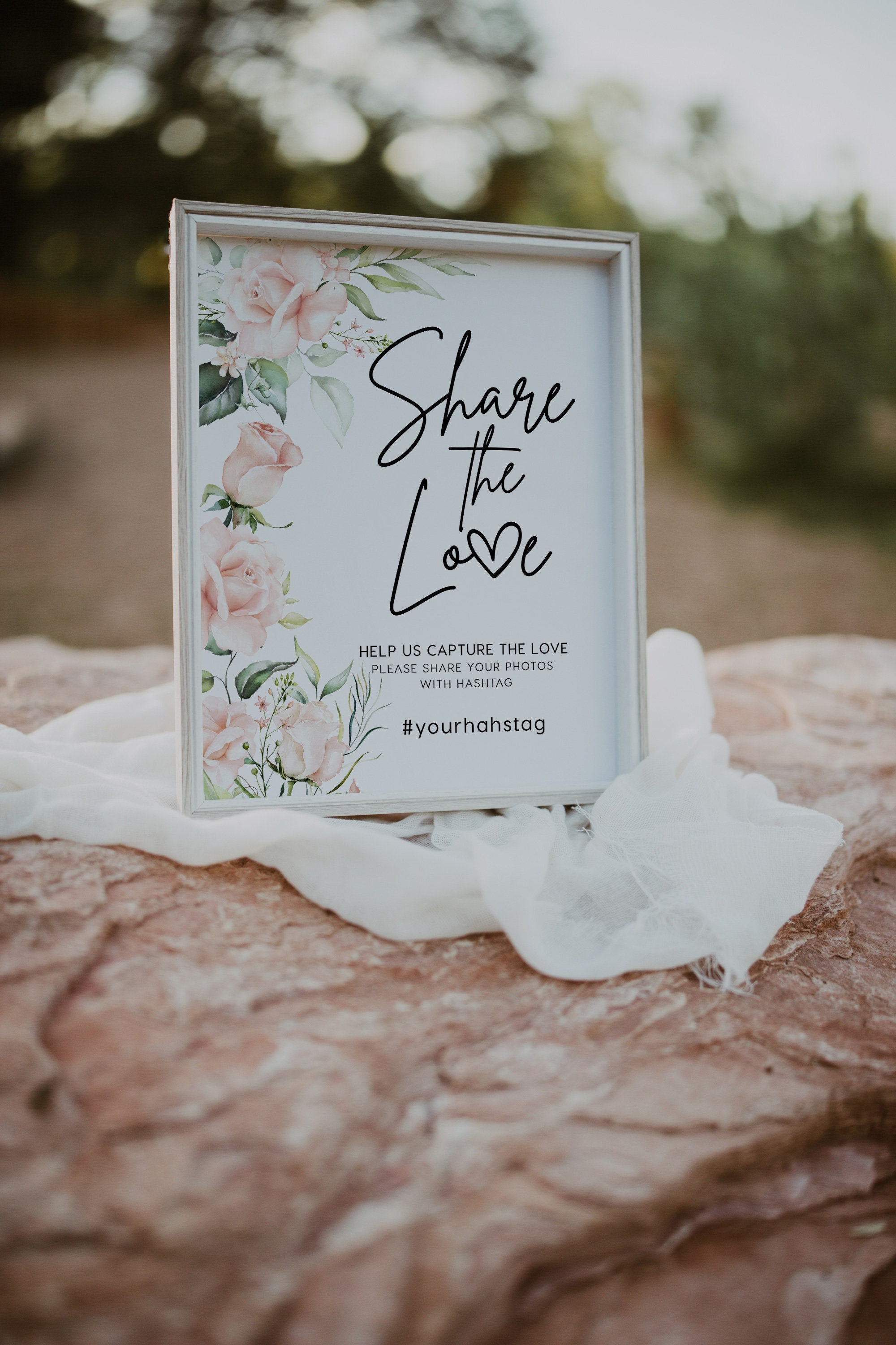 Share the Love Wedding Sign Wedding Hashtag Sign Floral - Etsy