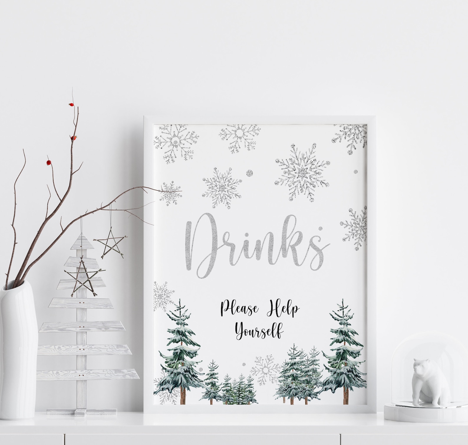 Drinks Sign Baby Shower Drinks Sign Drinks Bar Sign Winter - Etsy