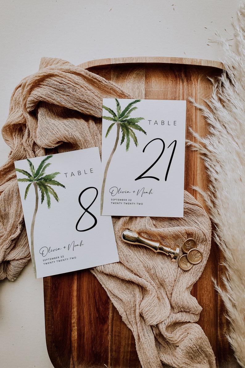Tropical Wedding Table Numbers Table Numbers Printable | Etsy
