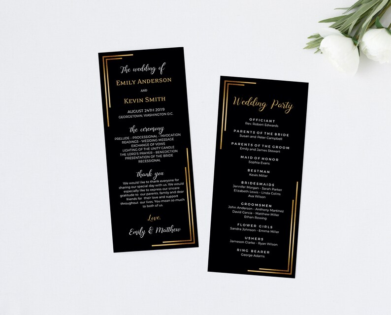 Wedding Program Template Wedding Ceremony Program Gold | Etsy