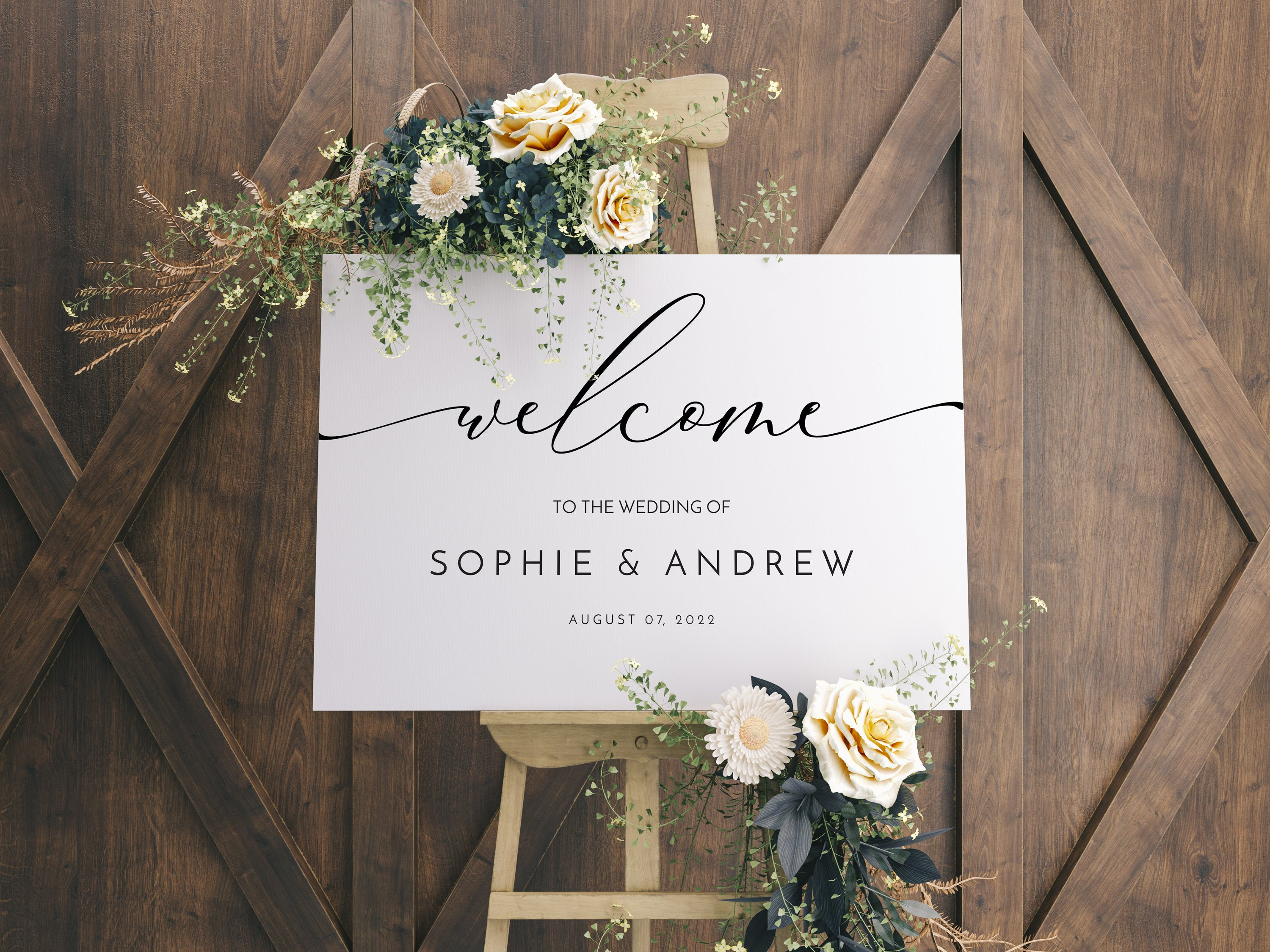 Welcome Wedding Sign With Minimalist Cursive Font Instant - Etsy