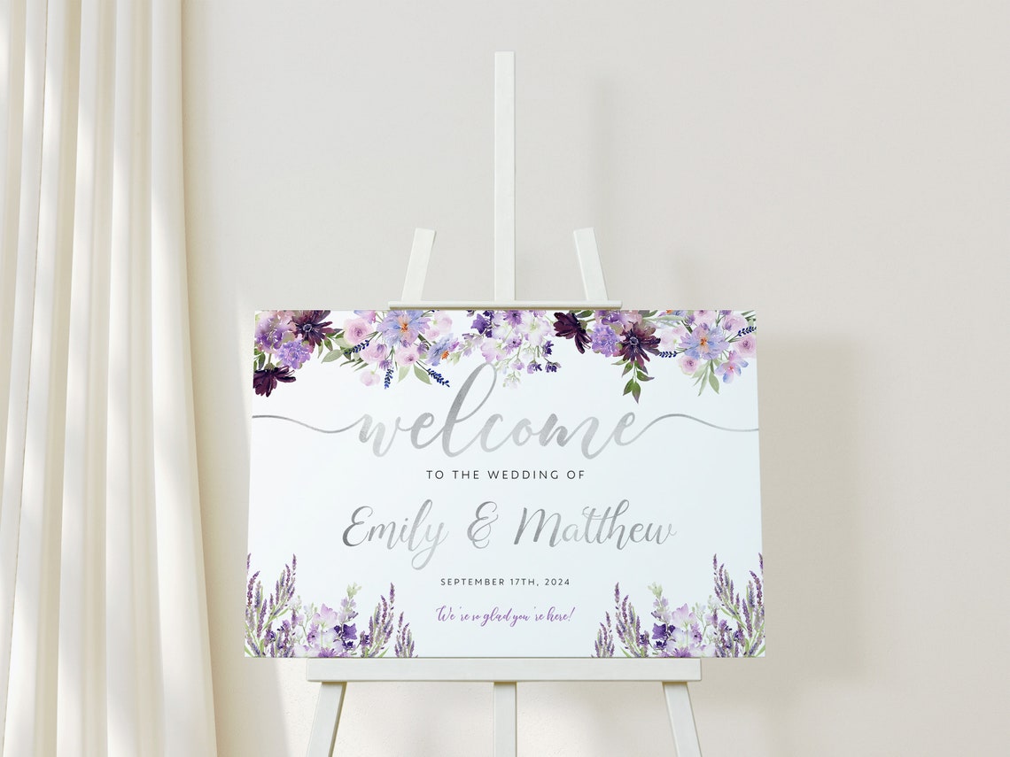 Lavender Welcome Sign Wedding Welcome Sign Template - Etsy