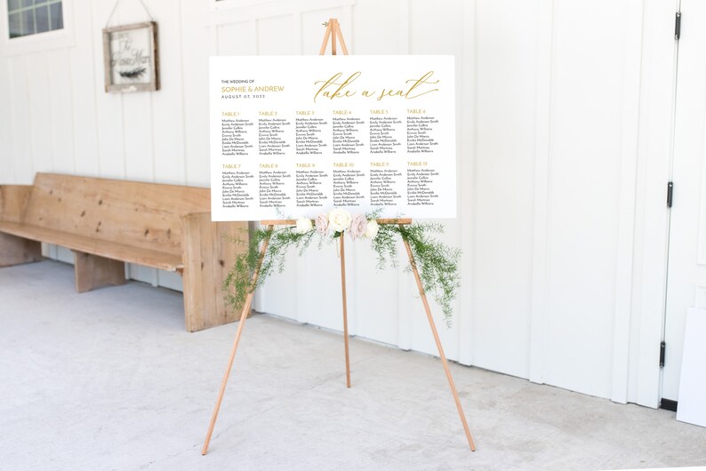 Seating Chart Gold Gold Wedding Seating Chart Template | Etsy