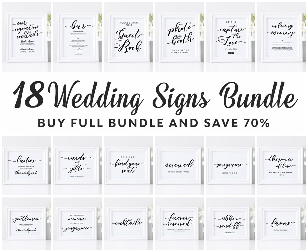 Wedding Signs Bundle, Wedding Signage, Cards and Gifts Sign, Signature ...