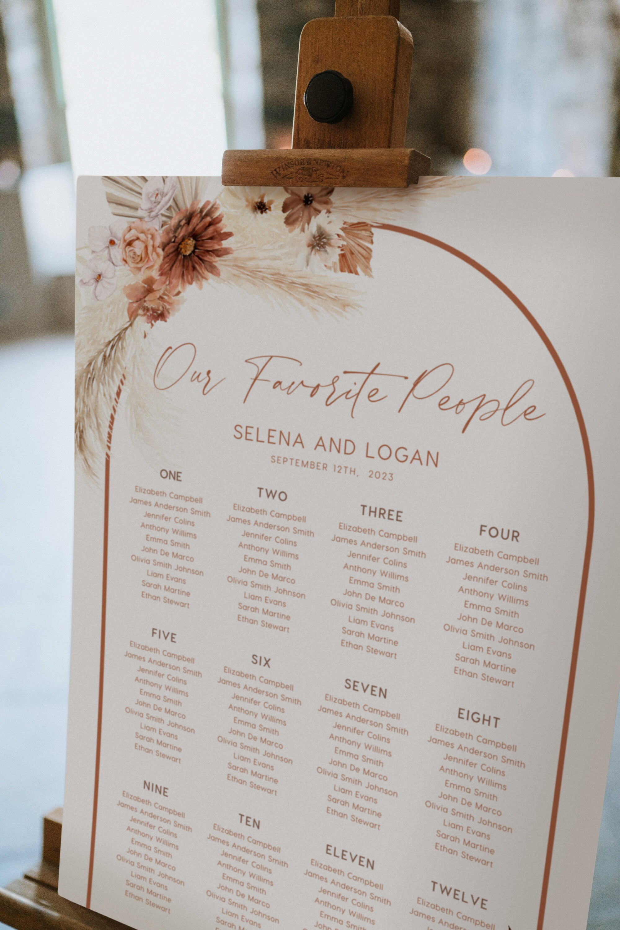 Boho Seating Chart Seating Chart Template Pampas Seating | Etsy