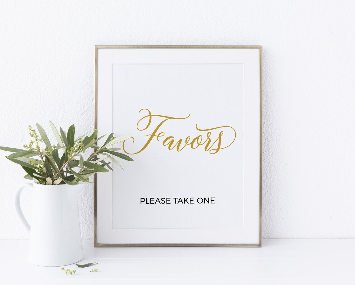 Favors Sign Wedding Favors Table Sign Gold Wedding Sign - Etsy