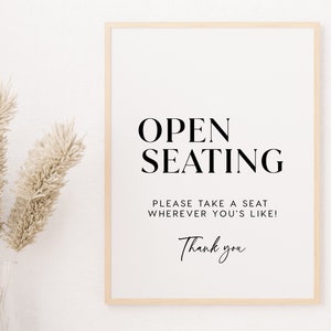 Open Seating Sign, Wedding Open Seating, Find Your Seat Sign, Classic ...