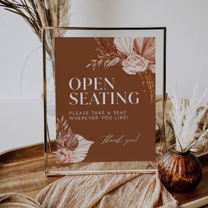 Open Seating Sign, Wedding Seating Sign Template, Pick a Seat Sign ...