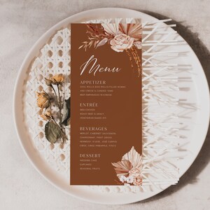 Terracotta Menu Template, Brown Menu Cards, Terracotta Wedding Menu ...