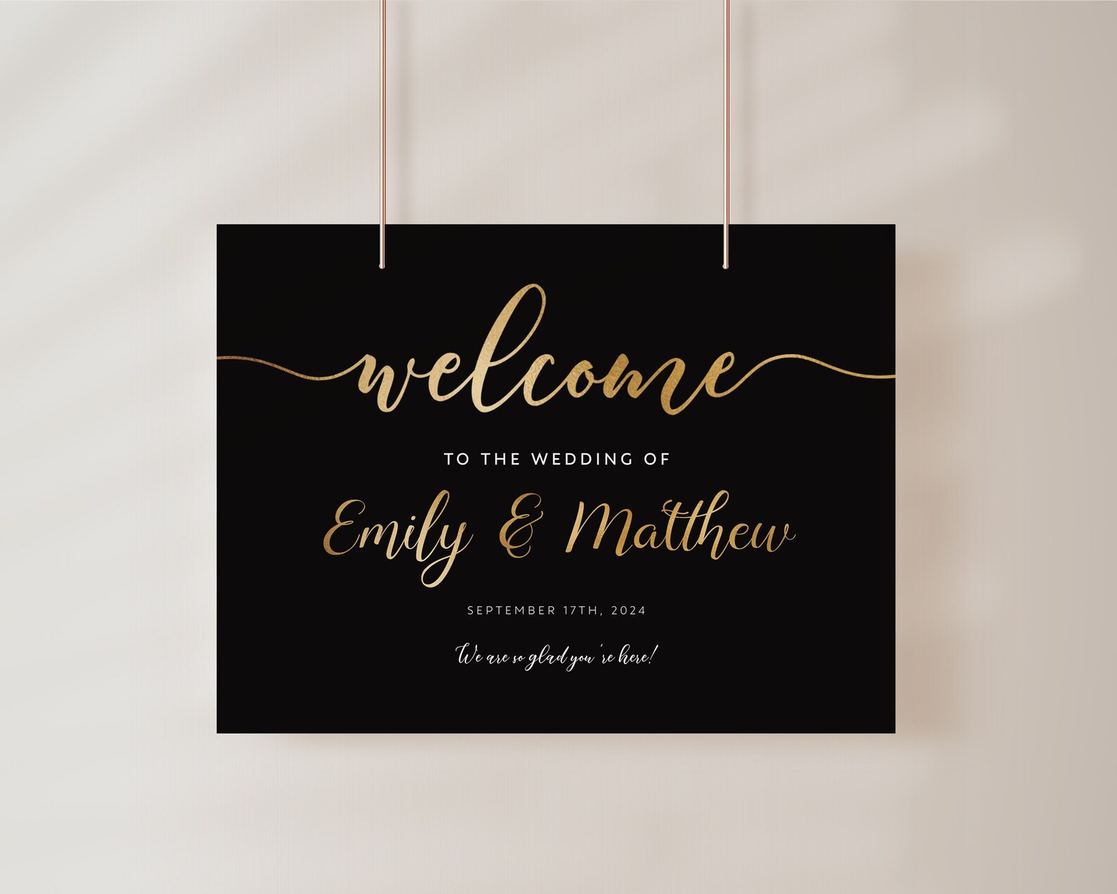 Black Wedding Welcome Sign Black and Gold Wedding Sign Gold - Etsy