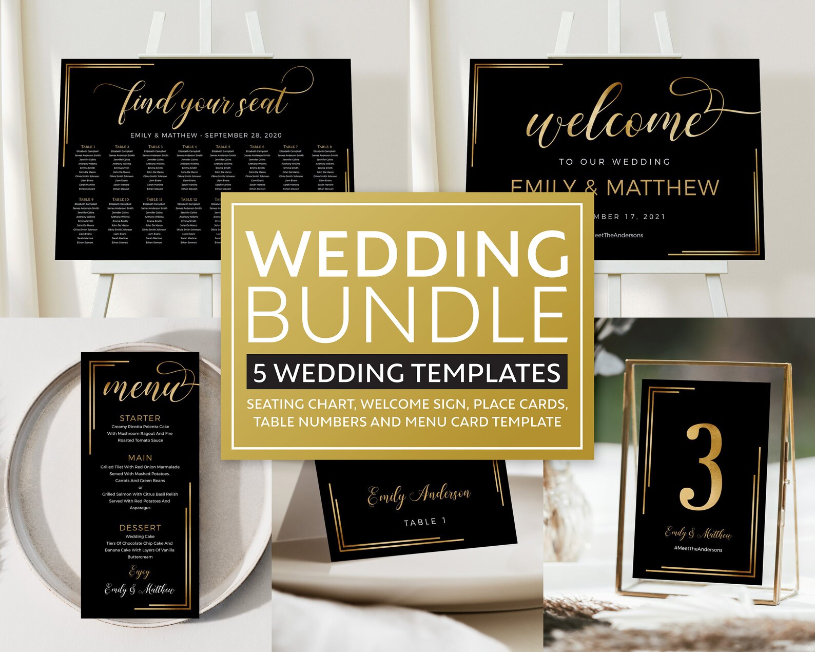 Black Table Numbers Wedding Table Numbers Template Gold - Etsy