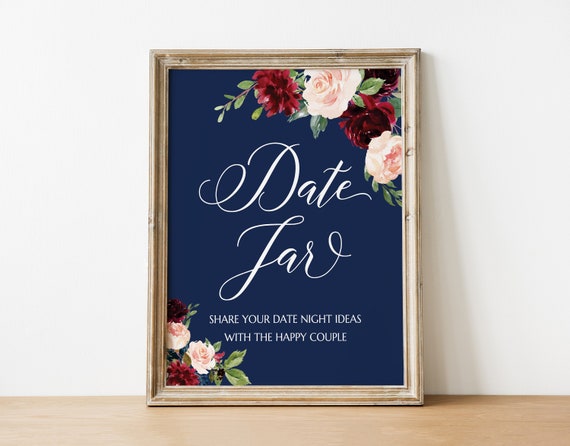 Date Jar Sign Printable Date Jar Sign Bridal Shower Sign | Etsy