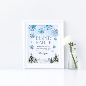 Winter Wonderland Diaper Raffle Sign, Baby Shower Dipaer Raffle Sign ...