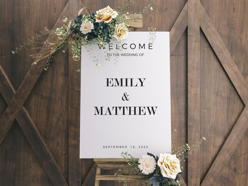 Welcome Wedding Sign template Elegant Welcome Sign Welcome | Etsy