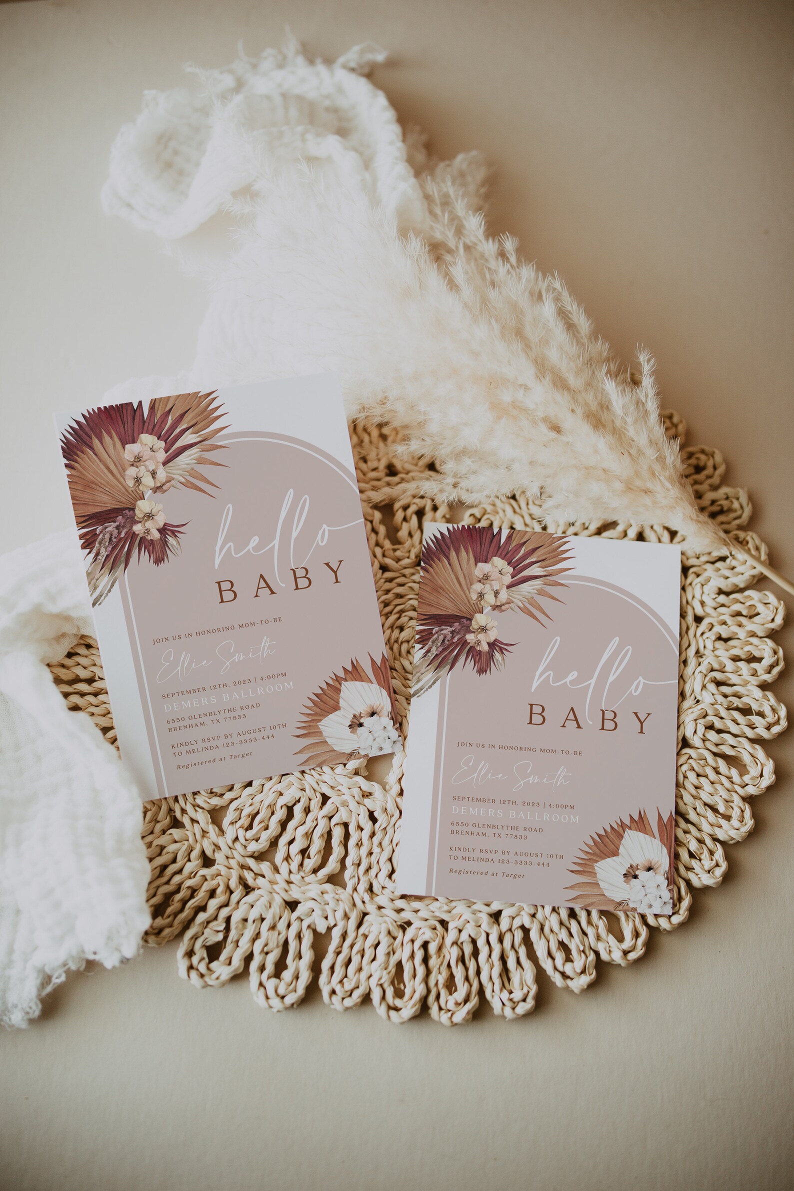 Hello Baby Boho Baby Shower Boho Chic Baby Shower Invitation | Etsy