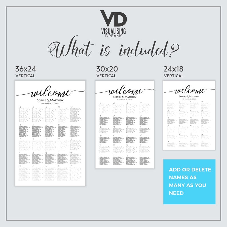 Table Plan Alphabetical Seating Chart Template Modern and - Etsy