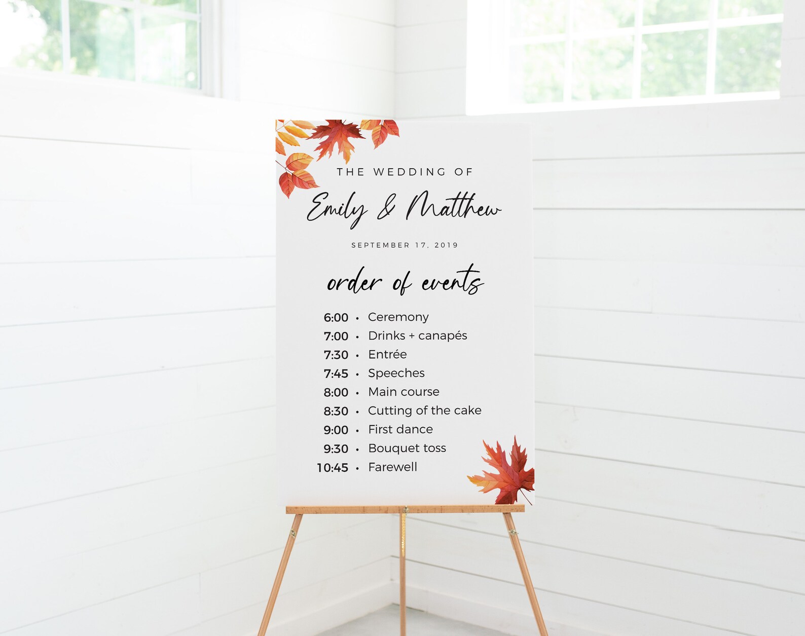 Wedding Order of Events Sign Template Fall Autumn Wedding - Etsy