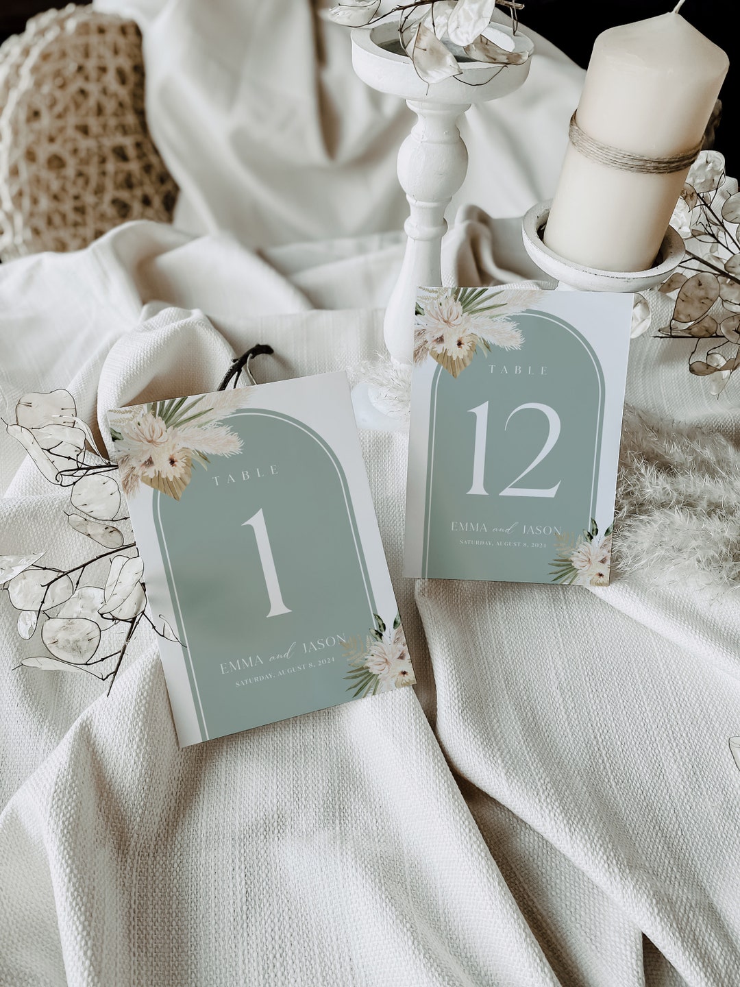 Sage Table Number, Boho Wedding Table Number, Wedding Table Numbers ...
