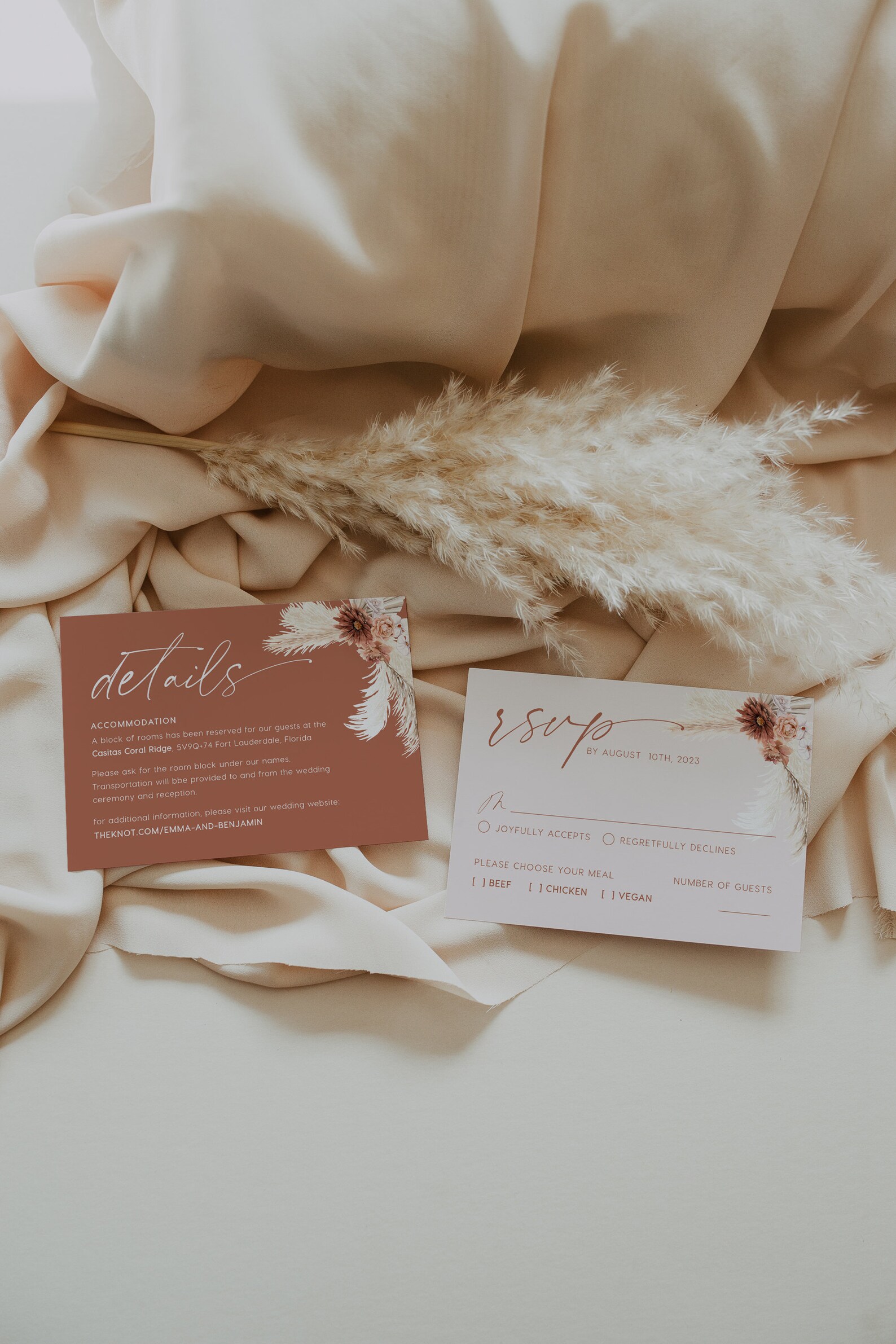 Boho Invitation Template Wedding Invitation Pampas - Etsy