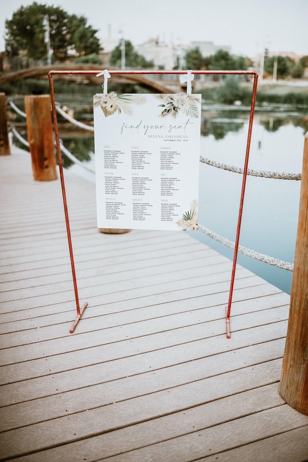 Pampas Seating Chart Sign, Sage Seating Chart Template, Wedding Seating ...