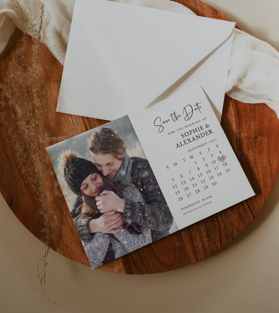 Boho Save the Date Template With Photo, Save the Date Card With ...