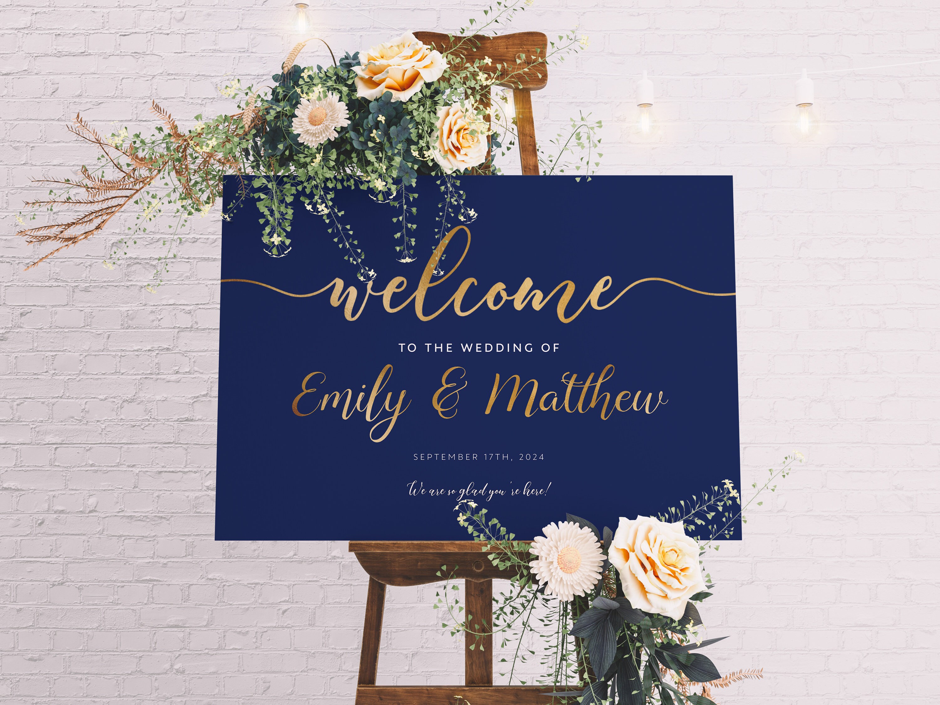Welcome Sign Template Navy Welcome Sign Template Instant - Etsy