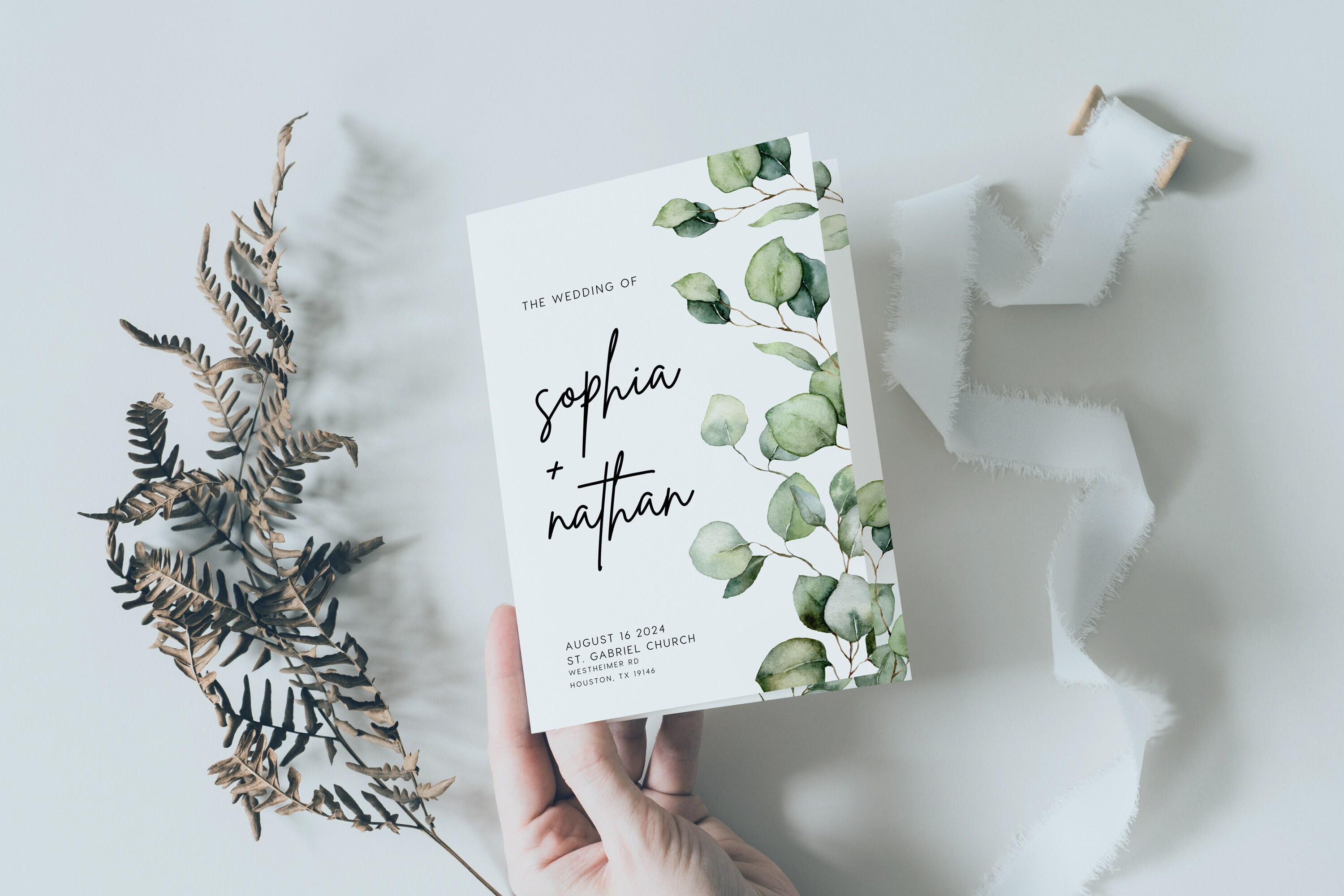 Wedding Program Template Folded Wedding Program Booklet - Etsy