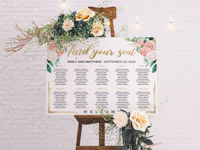 Flower Seating Chart Gold Seating Chart Seating Chart - Etsy