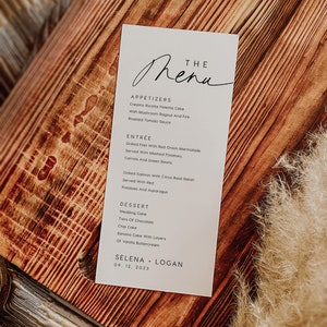 Menu Car Template, Minimal Menu Cards, Digital Menu Template, Black and ...